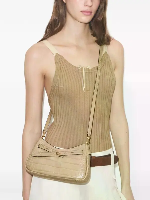 Tory Burch Romy Croc-embossed Leather Crossbody Bag - Neutrals