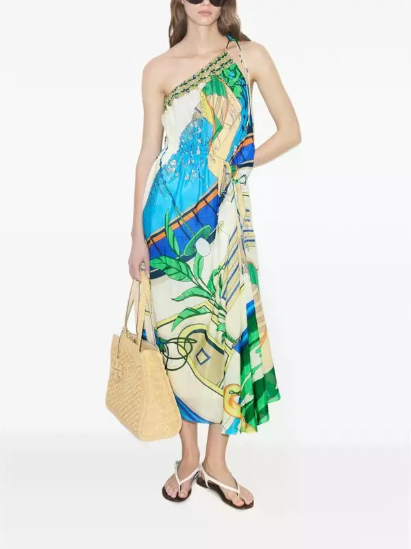 Tory Burch Printed One-shoulder Dress