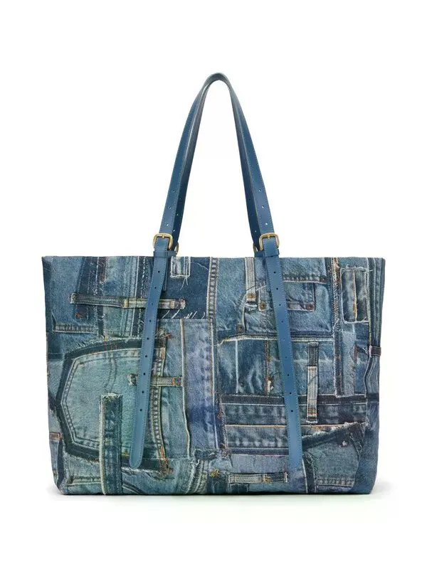 Roberto Cavalli Snake Monogram Patchwork Tote Bag