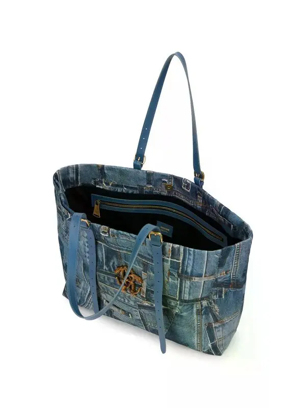 Roberto Cavalli Snake Monogram Patchwork Tote Bag