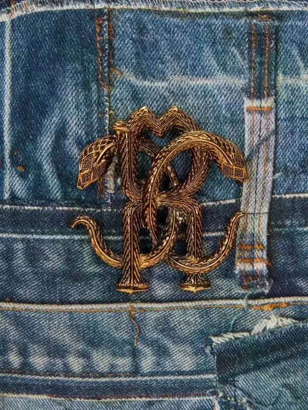 Roberto Cavalli Snake Monogram Patchwork Tote Bag