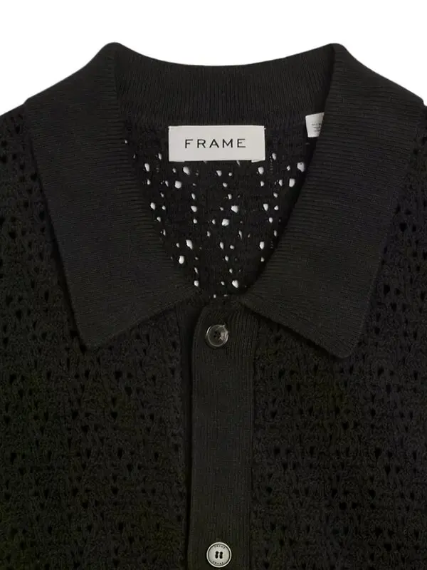 FRAME Pointelle-knit Short-sleeve Shirt - Black