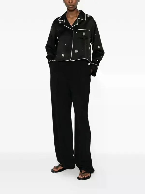 Sandro Embellished Contrast Piping Shirt - Black