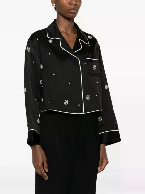 Sandro Embellished Contrast Piping Shirt