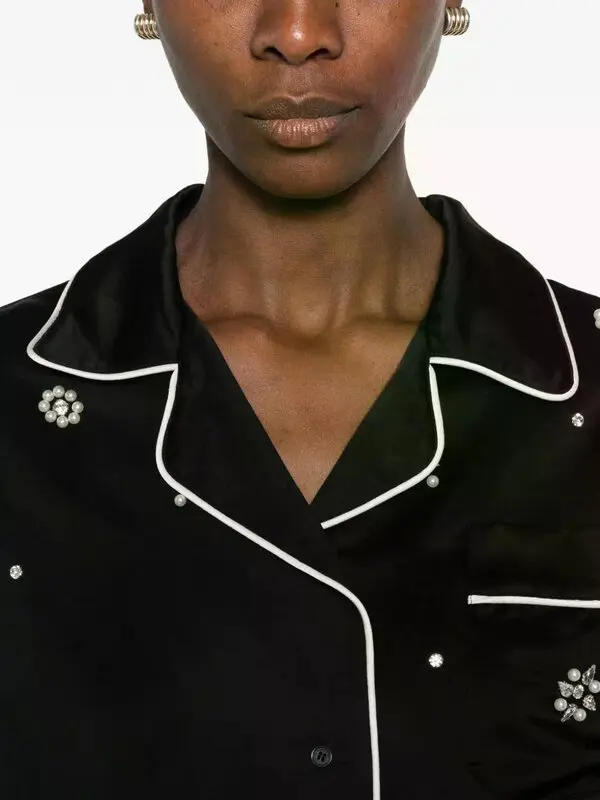 Sandro Embellished Contrast Piping Shirt
