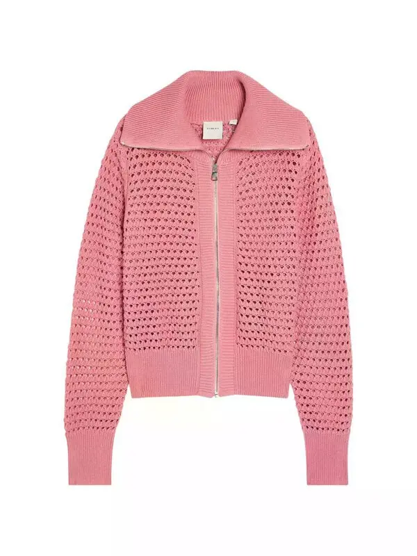 Varley Eloise Pointelle-knit Zip-up Cardigan - Pink