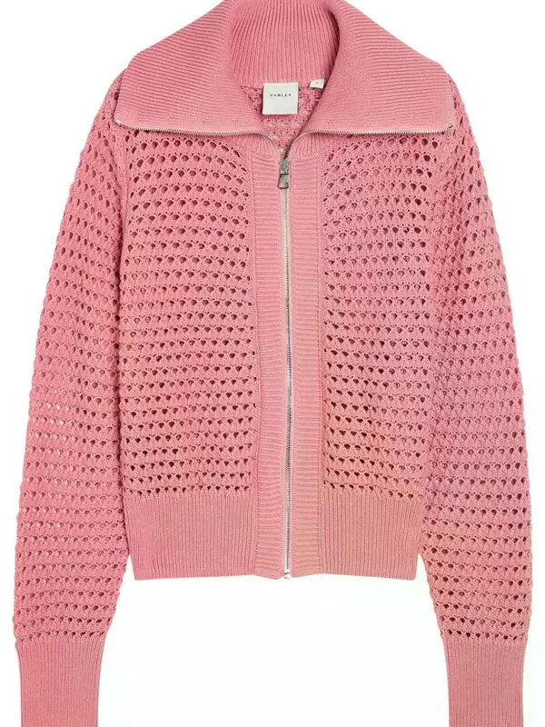 Varley Eloise Pointelle-knit Zip-up Cardigan