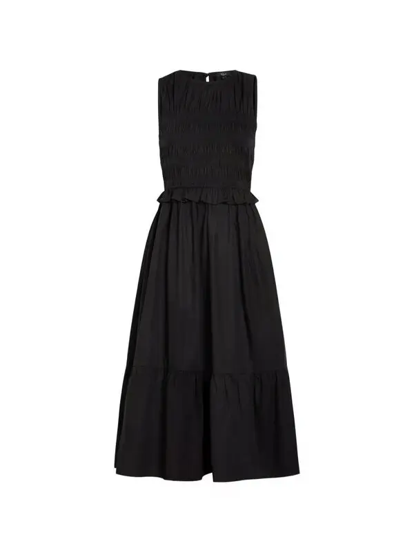 Rails Rialto Shirred Ruffled Midi Dress - Black