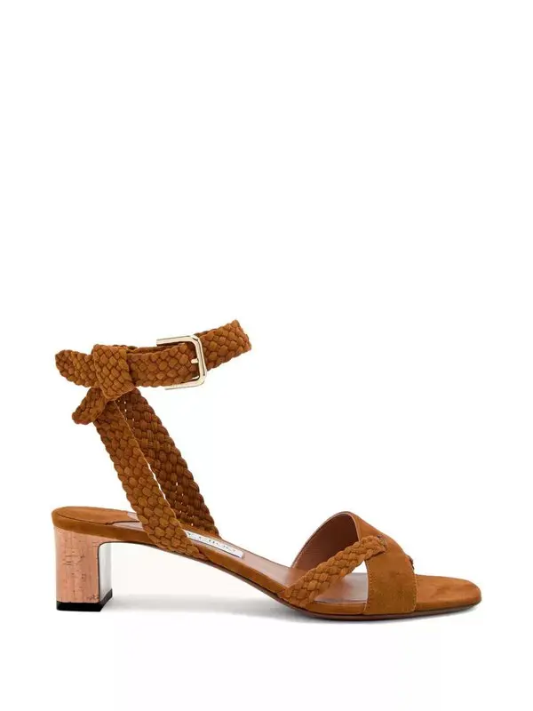 JIMMY CHOO Rori Braided Suede Sandals - Brown