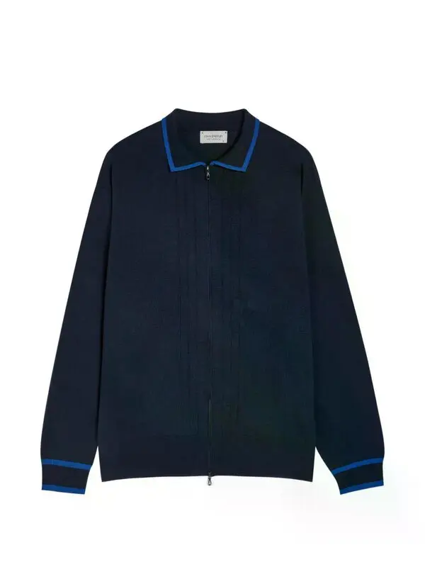 John Smedley Albie Contrast-trim Zip-up Cardigan