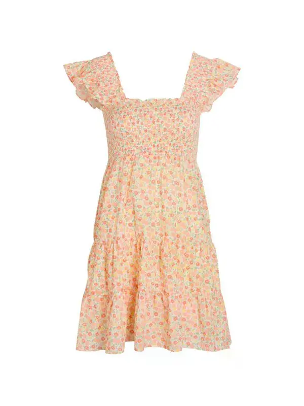 Rixo Shirred Bodice Dress - Neutrals