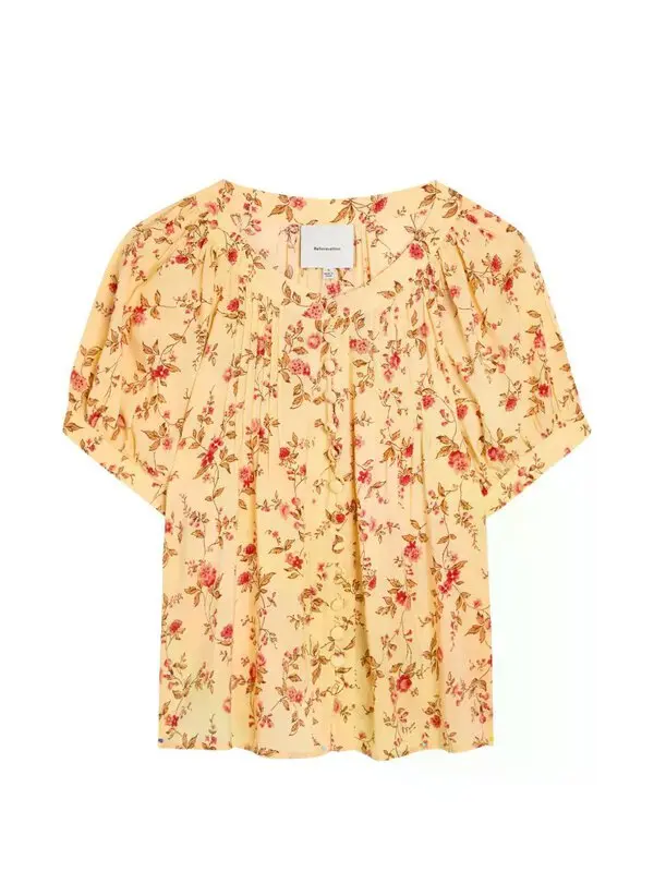 REFORMATION Calia Floral-print Blouse - Yellow