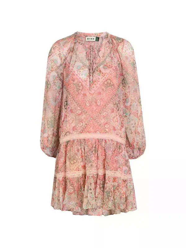 Rixo Paisley-print Ruffled Mini Dress