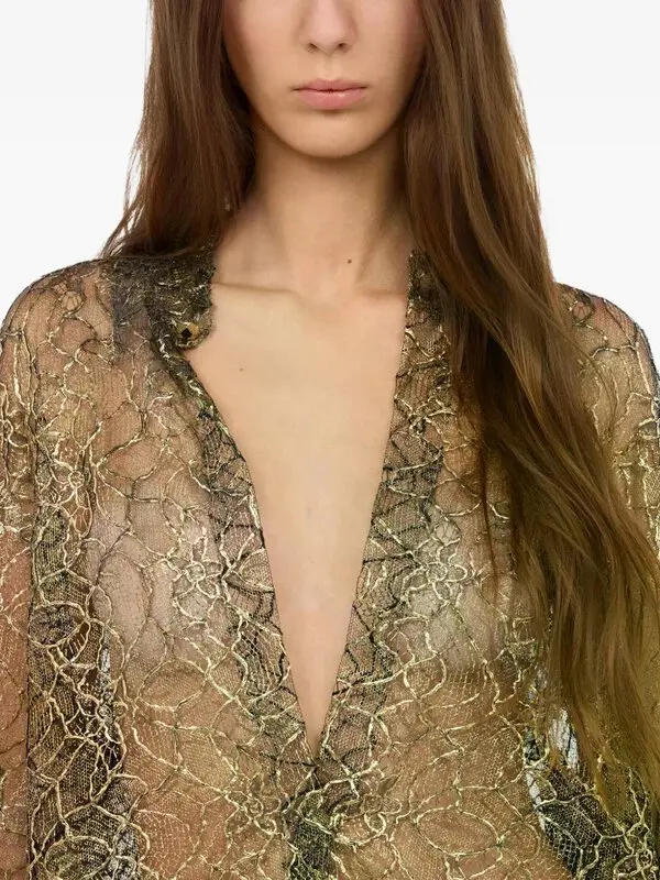 Roberto Cavalli Embroidered Lace Shirt