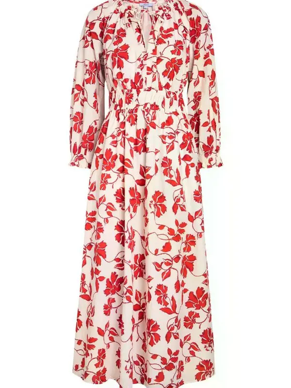 Rails Matia Floral-print Smocked-waist Midi Dress - Neutrals