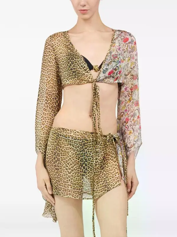 Roberto Cavalli Baby Jaguar Print Silk Top