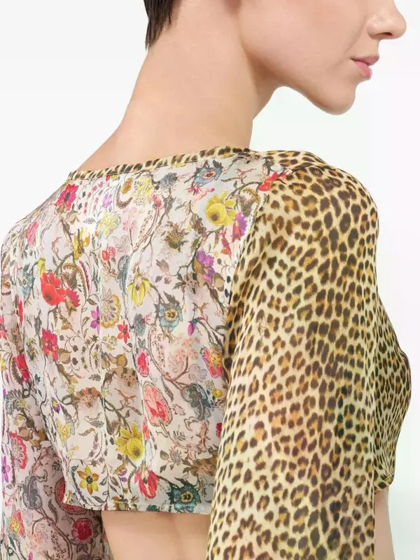 Roberto Cavalli Baby Jaguar Print Silk Top