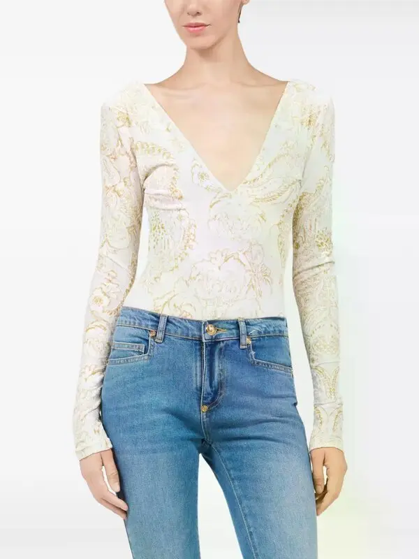 Roberto Cavalli Paisley Print V-neck Bodysuit