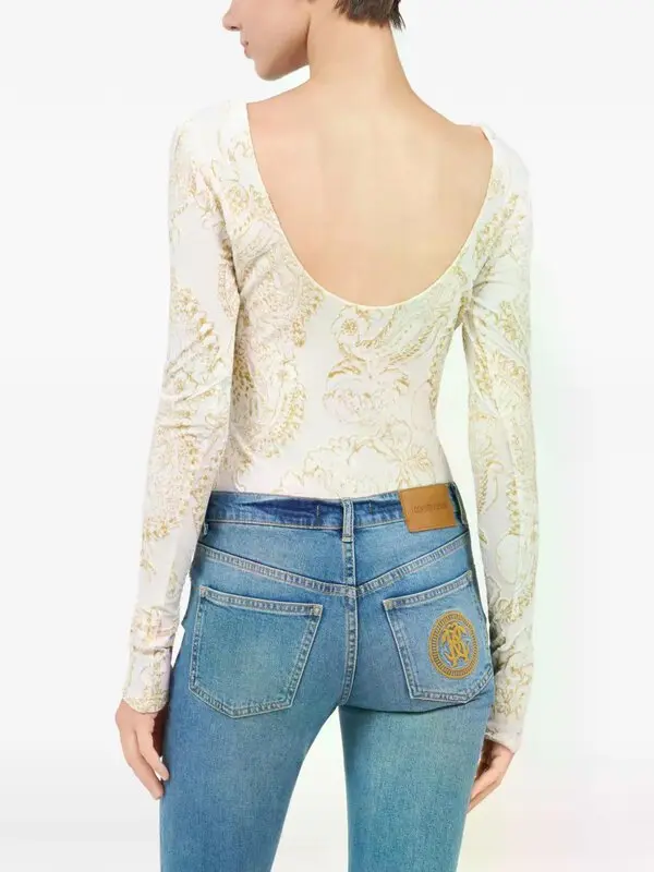 Roberto Cavalli Paisley Print V-neck Bodysuit