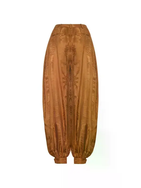Adam Lippes Moiré-effect Pleated Trousers - Brown