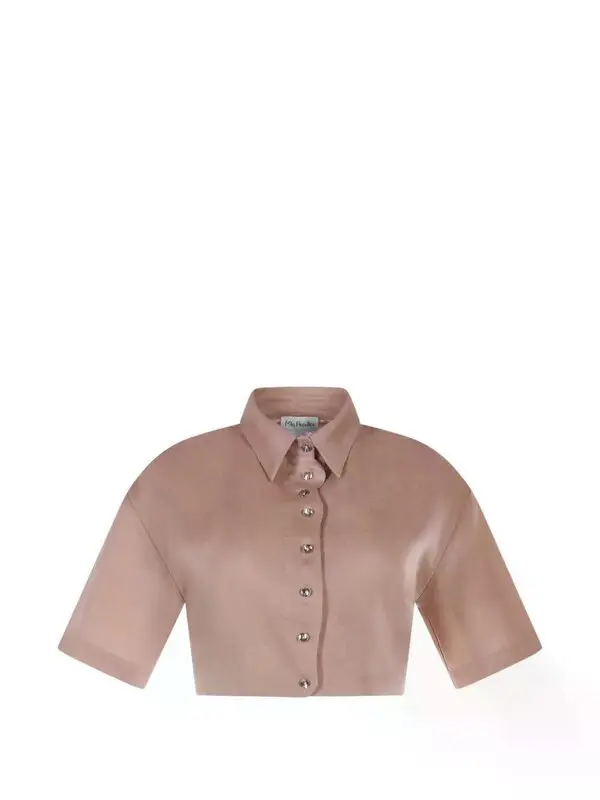 MIA PECULIAR Wave Linen Cropped Shirt