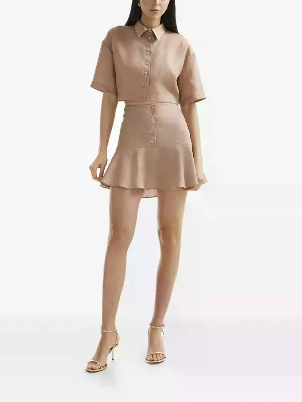 MIA PECULIAR Wave Linen Cropped Shirt