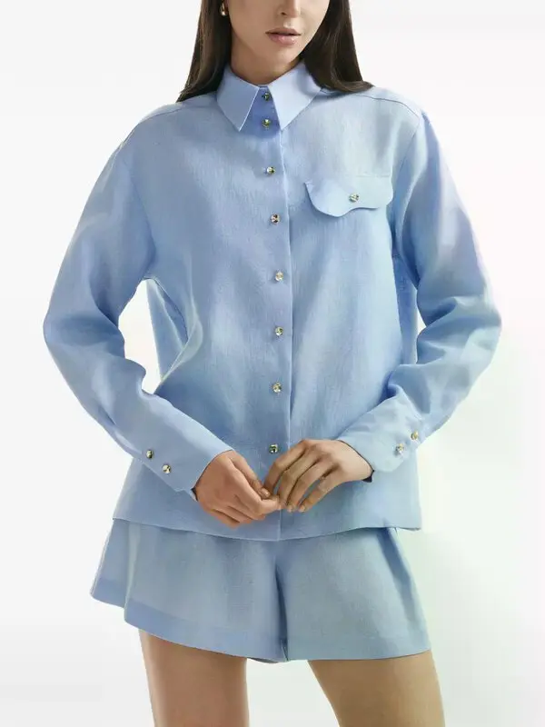 MIA PECULIAR Long Sleeve Shirt With Button Front And Chest Pocket