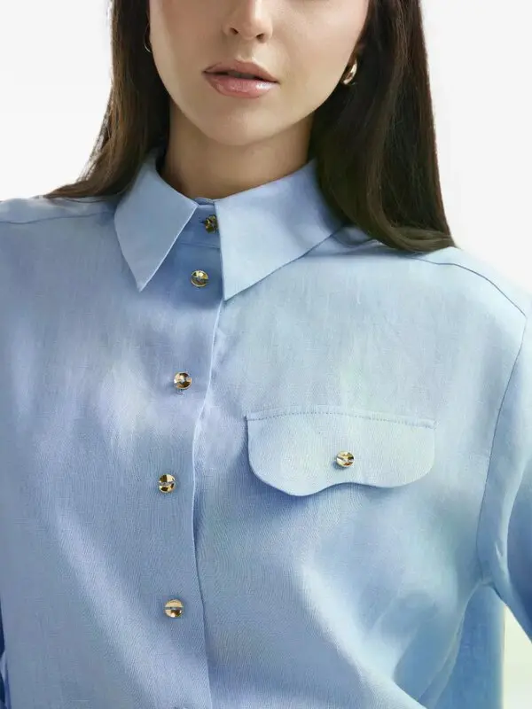 MIA PECULIAR Long Sleeve Shirt With Button Front And Chest Pocket
