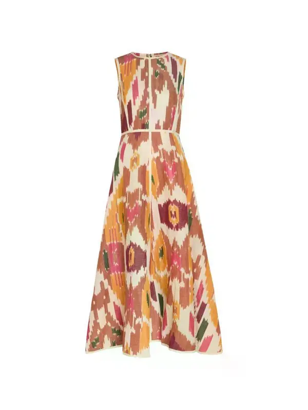 EMPORIO SIRENUSE Ikat Print Sleeveless Midi Dress - Pink