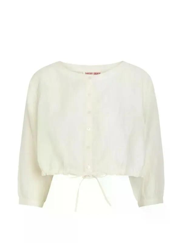 EMPORIO SIRENUSE Cropped Drawstring Blouse - White