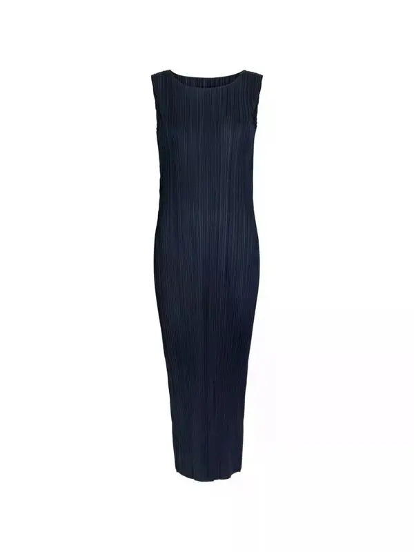 Issey Miyake Pleated Sleeveless Maxi Dress - Blue
