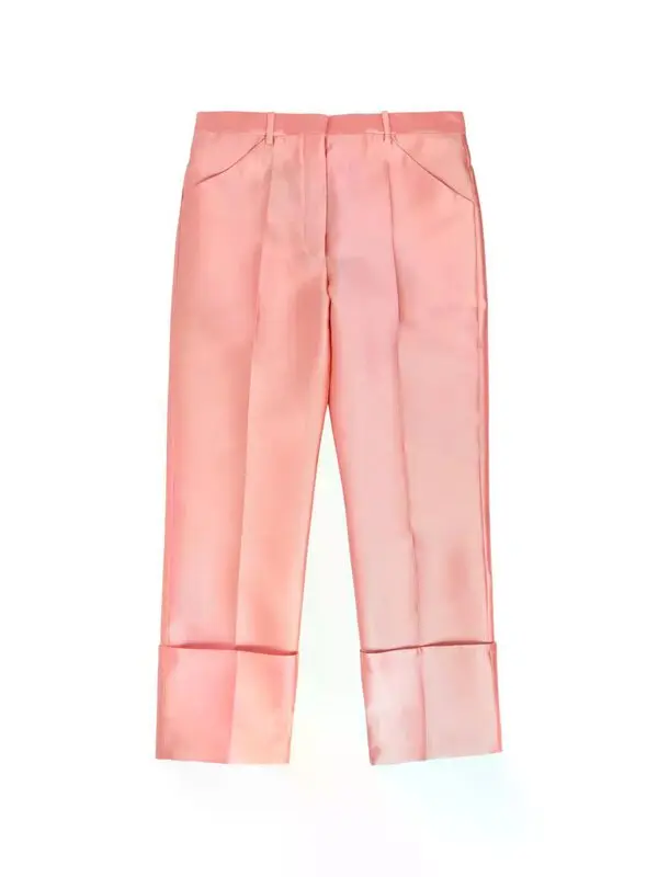Calvin Klein Satin Trousers With Turned-up Cuffs - Pink