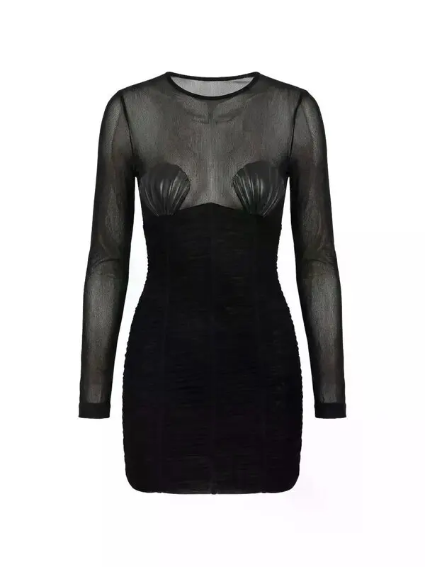Dsquared2 Shell-detail Ruched Mini Dress - Black