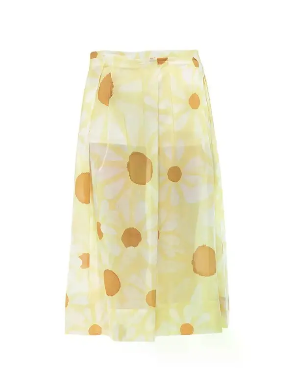 Marni Daisy-print Pleated Skirt