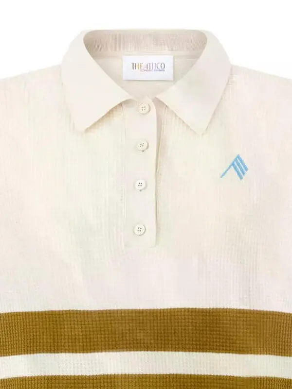 Attico Beige And Brown Stripe Detail Polo Shirt - Neutrals
