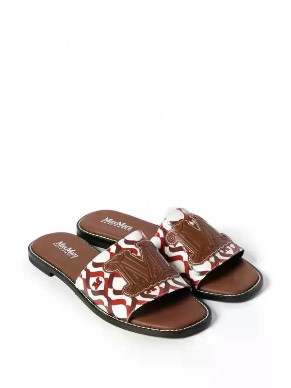 Max Mara Monogram Print Flat Sandals