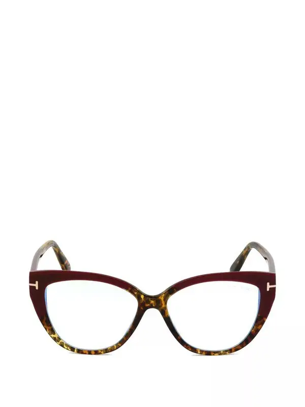 TOM FORD Leopard-pattern Cat-eye Glasses - Red