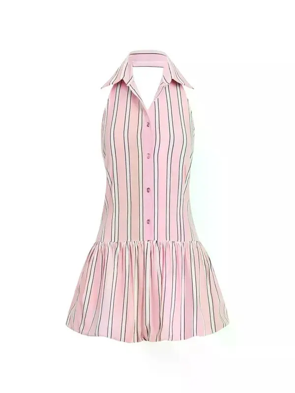 SEROYA Anastacia Striped Bubble-hem Mini Dress - Pink