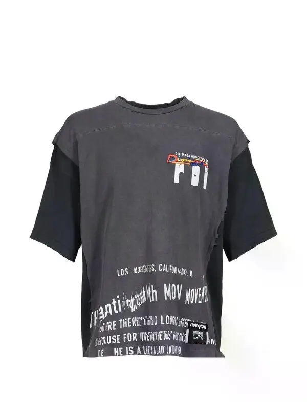 RIVINGTON ROI REBIS Layered-sleeve Graphic-print T-shirt - Grey