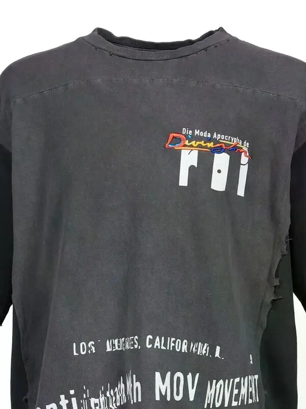 RIVINGTON ROI REBIS Layered-sleeve Graphic-print T-shirt - Grey