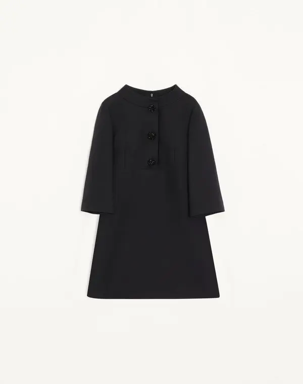 Valentino Garavani Crepe Couture Short Dress With Jewelled Buttons - Black