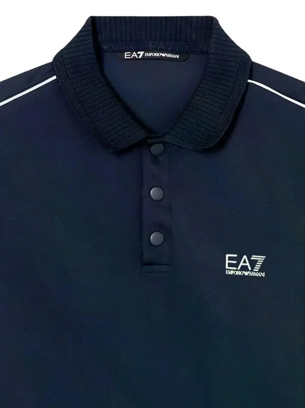 EA7 Striped-trim Short-sleeved Polo Shirt - Blue