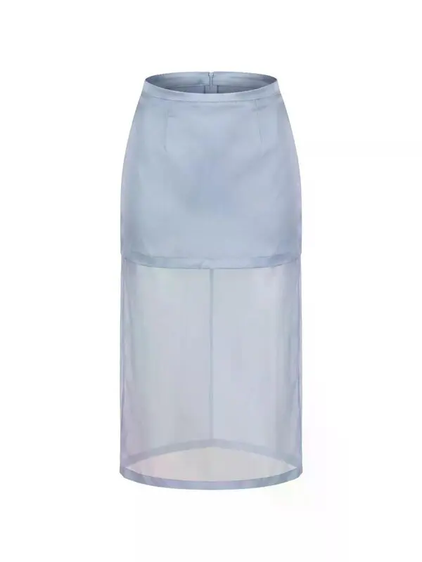 SUPER BLOND Silk Pencil Midi Skirt - Blue
