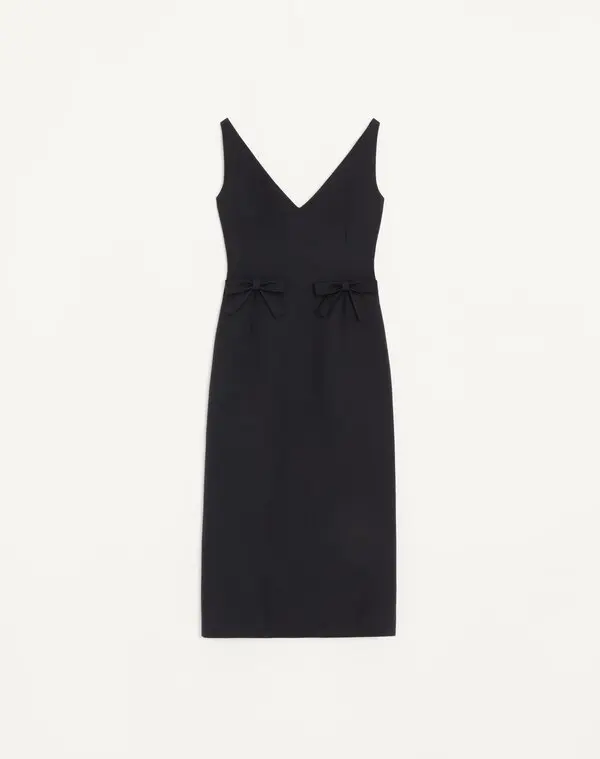 Valentino Garavani Crepe Couture Midi Dress With Bow Detail - Black