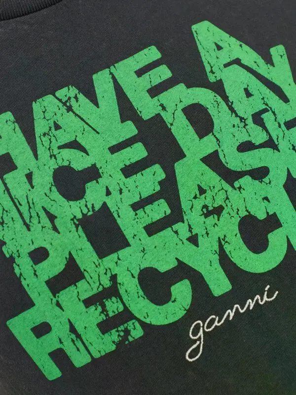 GANNI Slogan Print Cotton T-shirt