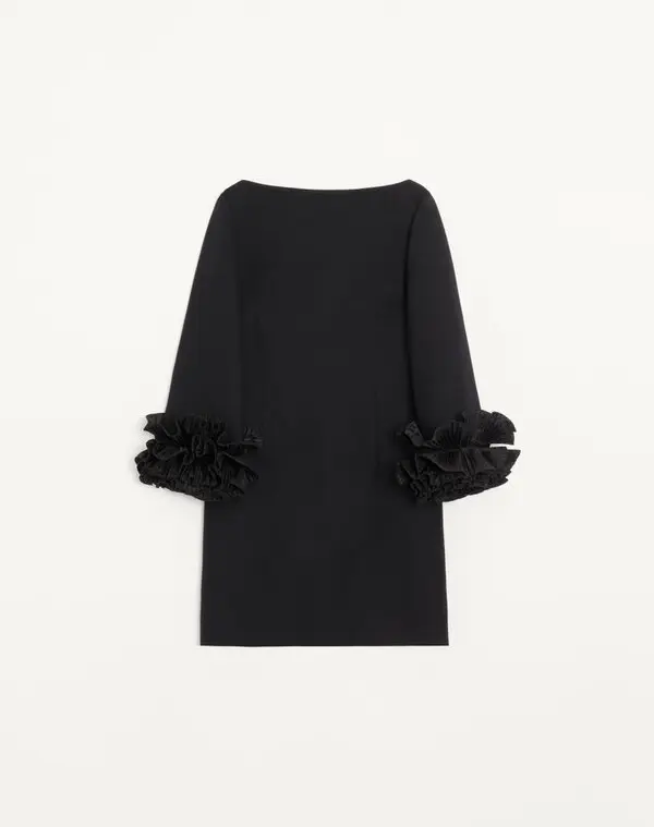 Valentino Garavani Crepe Couture Dress With Taffeta Ruffles - Black
