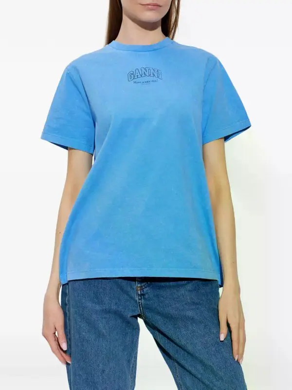 GANNI Logo Print Cotton T-shirt