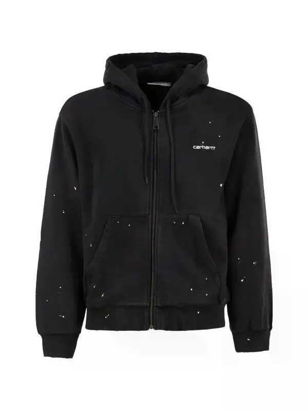 Carhartt Work In Progress Paint-effect Zip-up Hoodie - Black