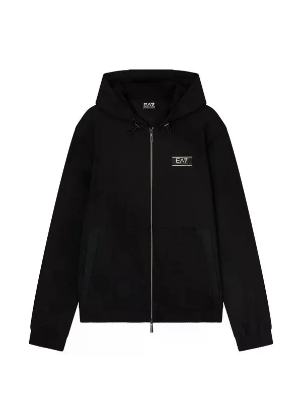 EA7 Premium Label Zip-up Hoodie - Black