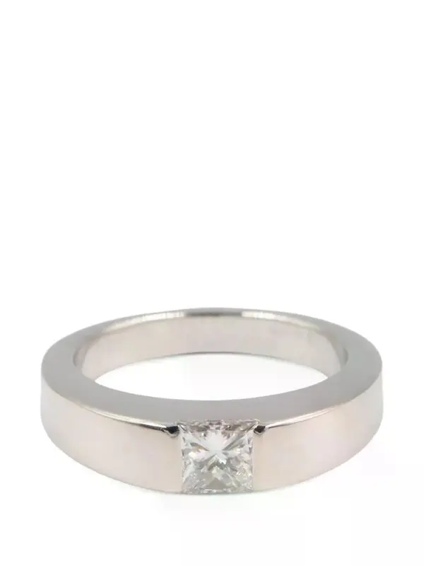 Cartier 18k White Gold Diamond Tank Ring